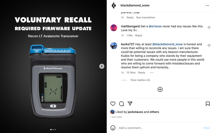 Black Diamond Recalls Recon LT Avalanche Transceiver | SKI